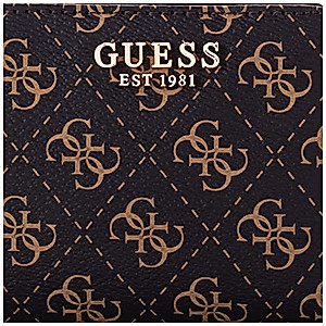 GUESS womens Laurel Small Zip Around Wallet, Brown Logo, one size US