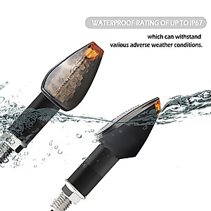 4PCS Motorcycle Turn Signals,14LED Front+Rear Motorcycle Blinkers with Cool Amber Lamp,12V Motorcycle Turn Signal Light Compatible with Yamaha Kawasaki Motorcycle Accessories (Smoked Black Shell)