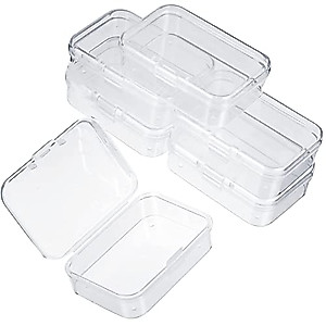 6Pcs Clear Plastic Beads Storage Containers Boxes Mini Storage Containers Box Clear Storage Small Plastic Containers with Lids for Small Items Beads Business Cards Pills Beads Jewellery Craft Items