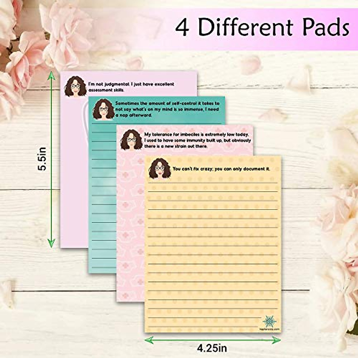 KAPTAN Funny Notepads - Nurse/Doctor Medical Themed, Sarcastic Memo Pads for Writing Notes, Lists, Appointments, and Schedules, Cute Office Stationery