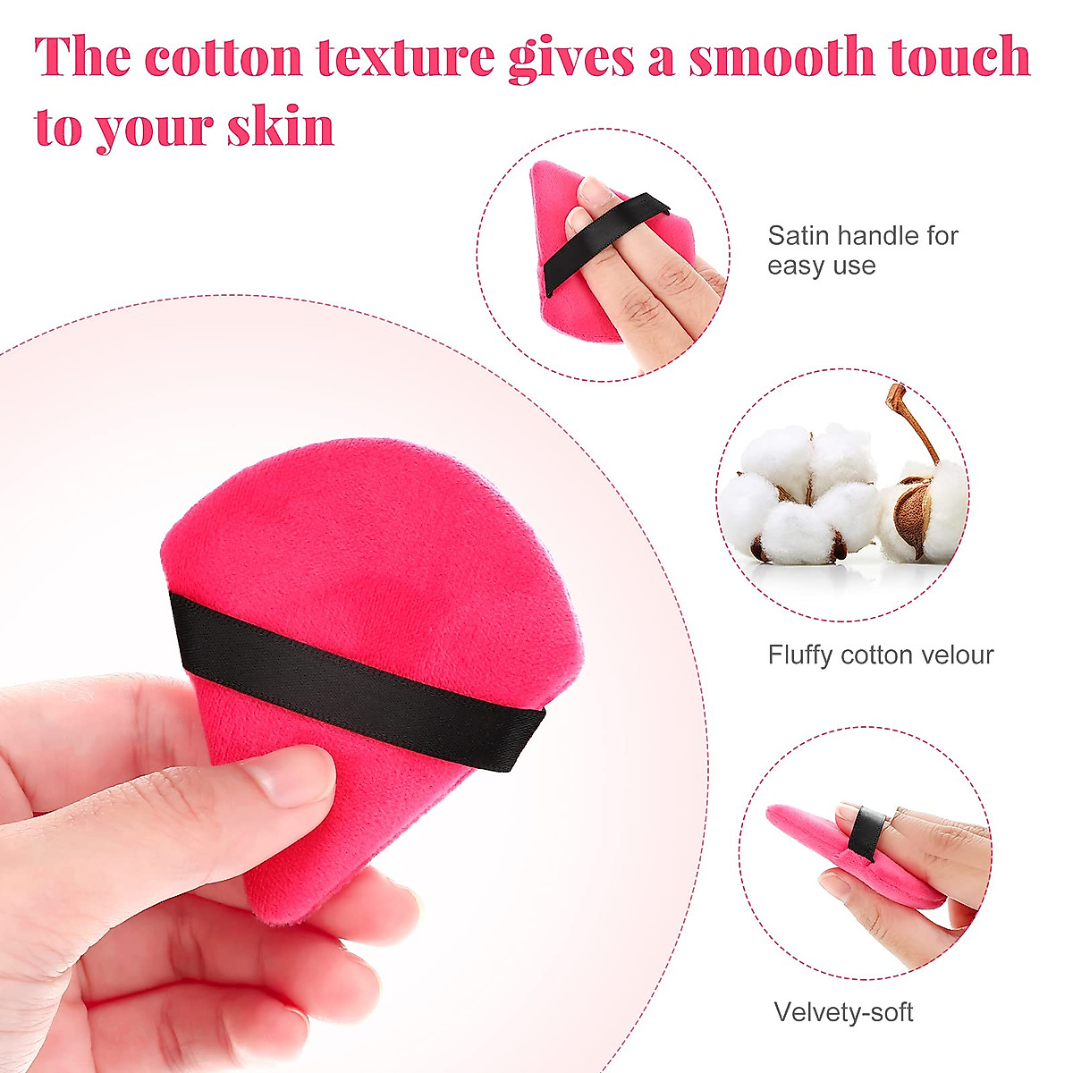 Patelai 15 Pcs Triangle Powder Puff Ultra Soft Pure Cotton Makeup Puffs Washable Face Velour for Cosmetic Foundation Sponge Makeup Tool(Black)