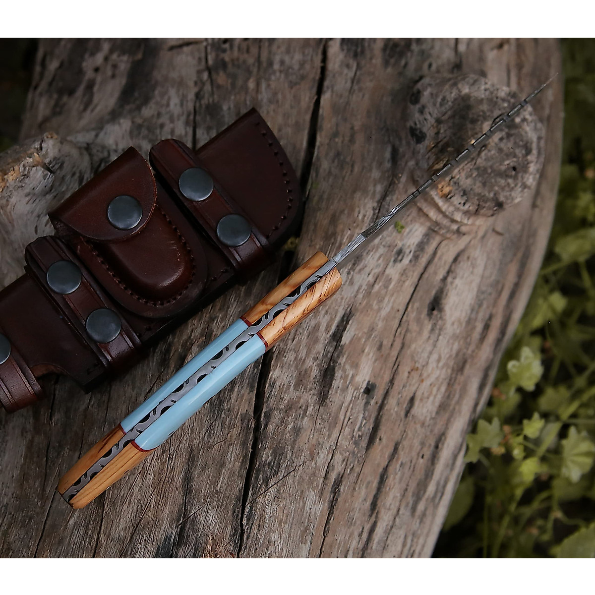 SHOKUNIN USA SavageTr Damascus Knives Custom Handmade Hunting Knife- Best Damascus Steel Blade Skinning Knife- Fixed Blade Hunting Knife With Sheath Belt Loop