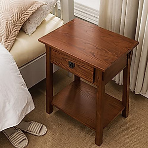 Leick Home Favorite Finds Nightstand Table with Shelf, Russet/Blackened