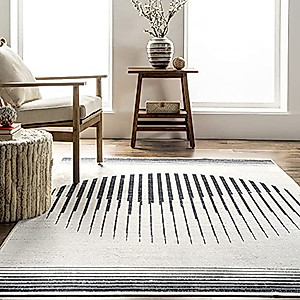 nuLOOM Francesca Machine Washable Contemporary Moon Area Rug, 4' x 6', Grey