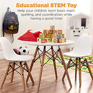 Best Choice Products 40-Piece Kids Wooden ABC Block Set, Building Education Construction Alphabet Letters & STEM Toy for Toddlers w/Carrying Case