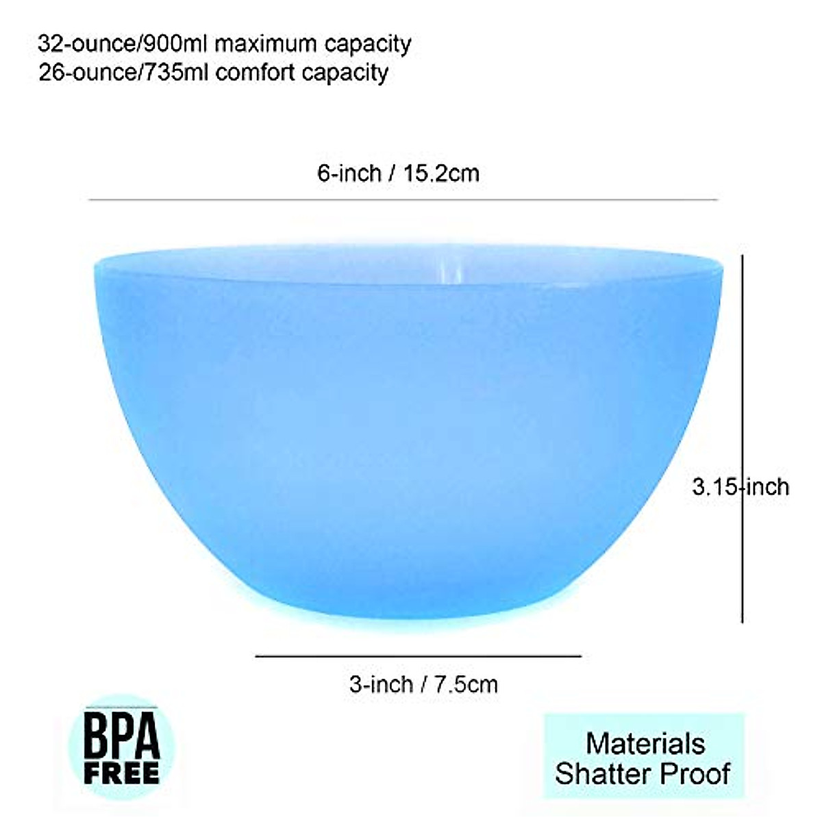 KX-WARE Plastic Bowls set of 12 - Unbreakable and Reusable 32oz/6 inch Plastic Cereal/Soup/Salad Bowls in 6 Assorted Color | Dishwasher Safe, BPA Free