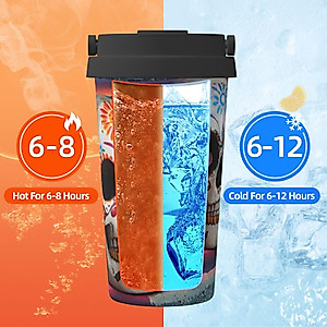 Insulated Coffee Mug Skull. 17oz Double Wall Vacuum Stainless Steel Tumbler With Leak-Proof Lid And Handle, Cute Travel Thermos Mug For Cold Hot Drinks