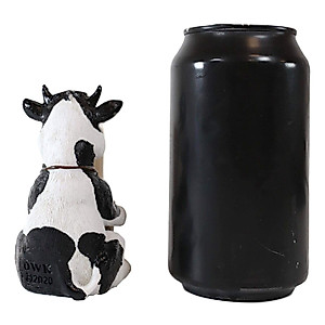 Ebros Country Farm Bovine Cow With Bell Collar Holding A Wooden Barrel Decorative Toothpick Holder Statue With Toothpicks 4"Tall Starter Kit Cattle Animal Figurine Collectible Kitchen Decor