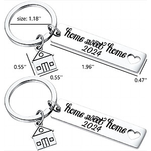 2PCS 2024 Home Sweet Home Key Chain Housewarming Presents, New Homeowner Keychain Closing Gift Ideas, Real Estate Gifts From Agent For Client Congratulations