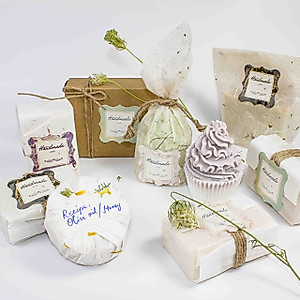 Handmade Soap Packaging Set | 200 Handmade with Love Stickers with Elegant Cut Labels | 100 Translucent Paper Bags | Wrapping Paper for Homemade Goods , Small Business Supplies Canning Crafts Supplies