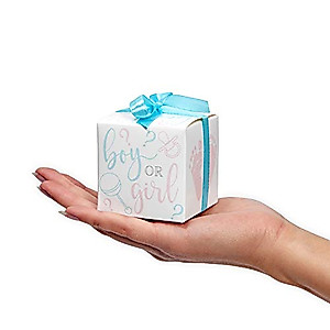 Sparkle and Bash Boy or Girl Gender Reveal Party Favor Boxes with Ribbons (50 Pack)