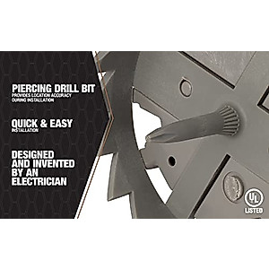 Southwire MSBST250 Smart, Shark Tooth Integrated Fixture and Ceiling Electrical Box w/Hole Saw, Supports 6 lb, Gray