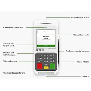 Clover Compact Countertop Terminal with Swivel Stand-Requires Processing Through SwyftPAY Prior to Shipping. Countertop Terminal That Will Ensure Processing for Your Retail Business.