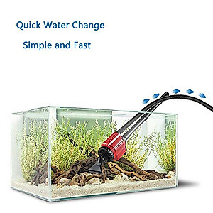 FeelGlad Aquarium Vacuum Gravel Cleaner - Electric Automatic Fish Tank Water Change Siphon with Flow Control, 4 Extra Long Tube(6.8ft) / Water Changer/Sand Cleaner/Water Flow/Water Shower