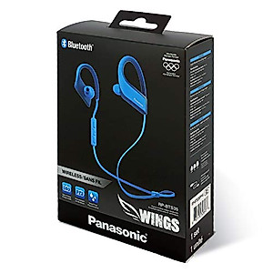 PANASONIC Wings Sport Headphones are Ultra-Light Wireless Bluetooth Sport Earbud 3D Flex Sport Clips with Microphone and Call/Volume Controller, IPX5 Rated Water-Resistant - RP-BTS35-A (Blue)