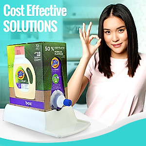 Skywin Detergent Box Riser (Eco Box), Raises Boxed Liquid Laundry Detergent Cup Holder & Drip Tray Catcher, Laundry Detergent Holder (White)