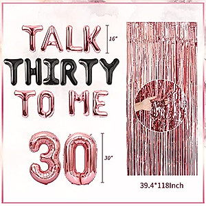 LaVenty 26 PCS Rose Gold Talk 30 to Me Balloons Talk 30 to Me Birthday Decoration Talk Thirty To Me Backdrop Talk Thirty To Me Banner 30th Birthday Decoration for Her Dirty 30 Birthday Decoration