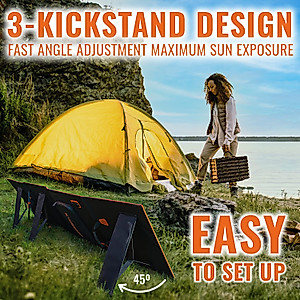 Portable Solar Panel - Foldable 120W Solar Panel with Adjustable Kickstands for Power Station, Camping, RV, Lightweight Solar Briefcase Design for Travel Trailers, RV Batteries, and USB Devices