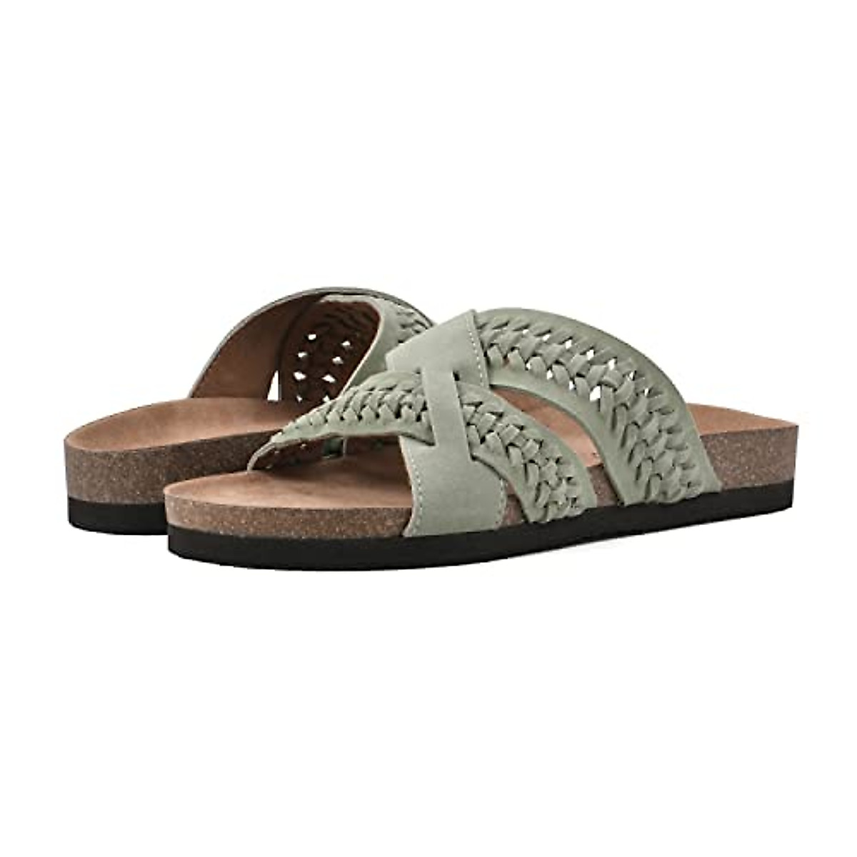 WHITE MOUNTAIN Women's Harding Footbed Sandal, Sage Green/Suede, 9 M