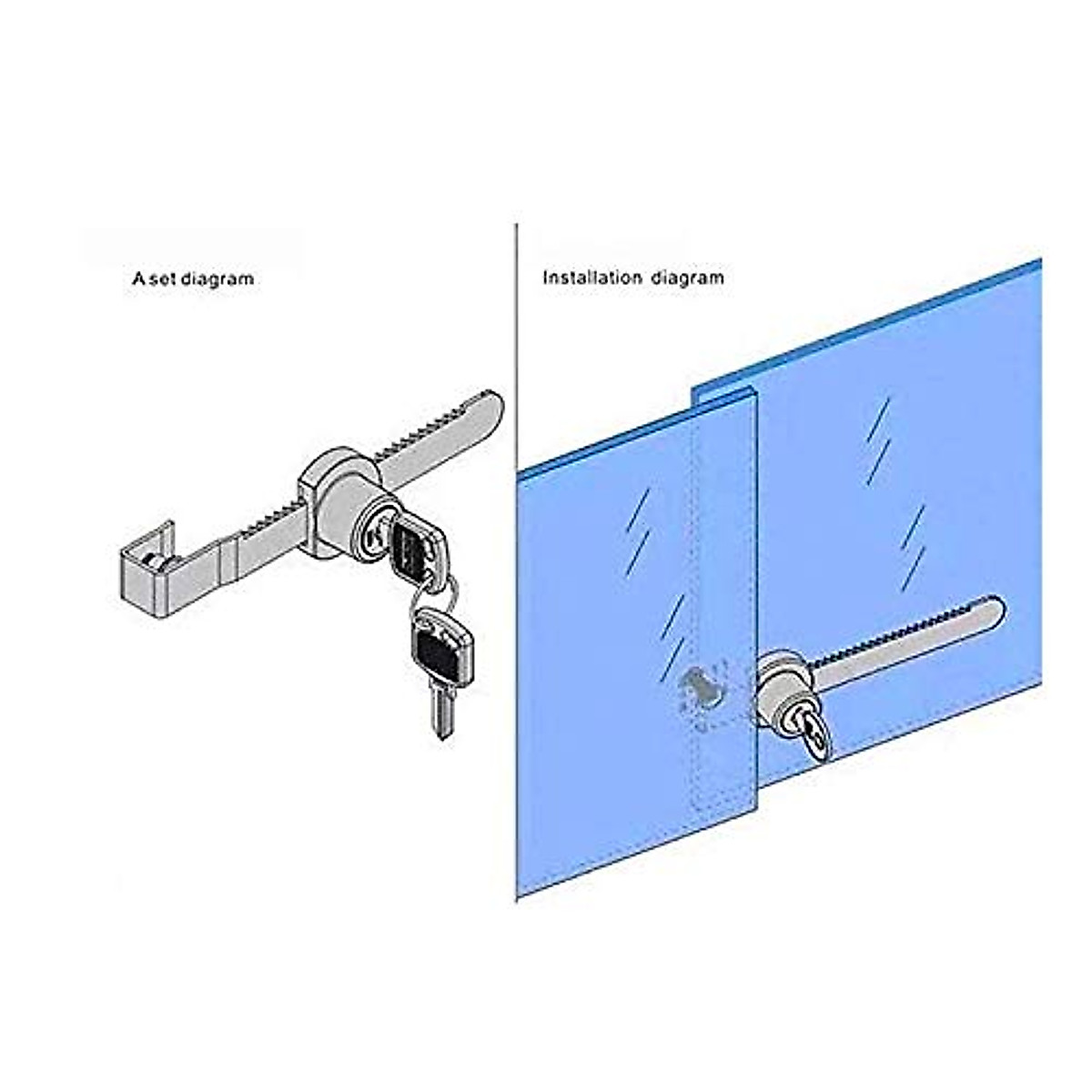 2 Pcs Glass Cabinet Lock, Display Case Wine Cabinet Lock Security,Showcase Lock with Chrome Finish, Keyed Alike,Glass Display Case Lock