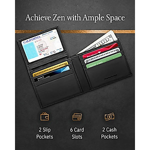 Access Denied Slim Leather Bifold Wallets For Men - Minimalist Mens Wallet RFID Blocking Card Holder With ID Window Gifts For Men