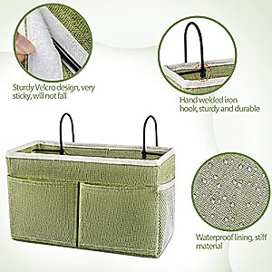 Frjjthchy Bedside Caddy Bed Caddy Hanging Storage with Water Bottle Holder for Bunk Bed Hospital Bed Dorm Rooms (Tea Green)