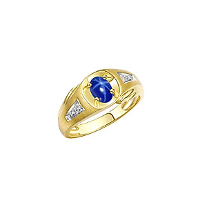 Rylos Classic Beautiful Blue Star Sapphire & Diamond Ring - September Birthstone* Size 8