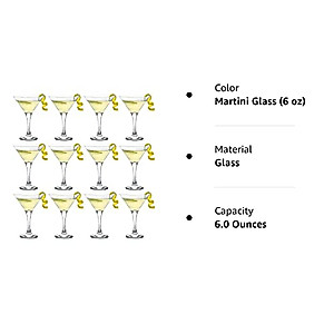 epure Milano Collection 12 Piece Stemmed Martini Glass Set - For Drinking Martinis, Manhattans, Vodka, Gin, and Cocktails (Martini Glass (6 oz))