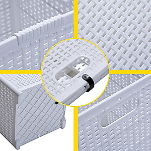 Eslite 42L Collapsible Plastic Laundry Baskets,Foldable Laundry Hamper,Pack of 2 (White)