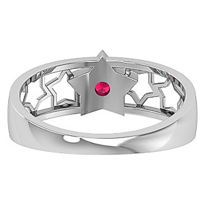 iCarats 925 Sterling Silver Garnet Stone Ring For Women Silver Statement Ring Band Jewelry - Size 7