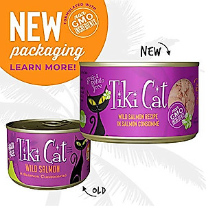 Tiki Cat Luau Shredded Meat, Wild Salmon Recipe in Salmon Consumme, Grain-Free Balanced Nutrition Wet Canned Cat Food, For All Life Stages, 6 oz. Cans (Pack of 8)