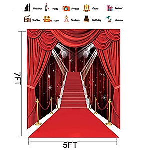 Hollywood Theme Party Decorations Photo Backdrops Red Carpet Backgrounds Vinyl Photography Background Backdrops for Wedding Birthday Party Decoration 5x7ft 053