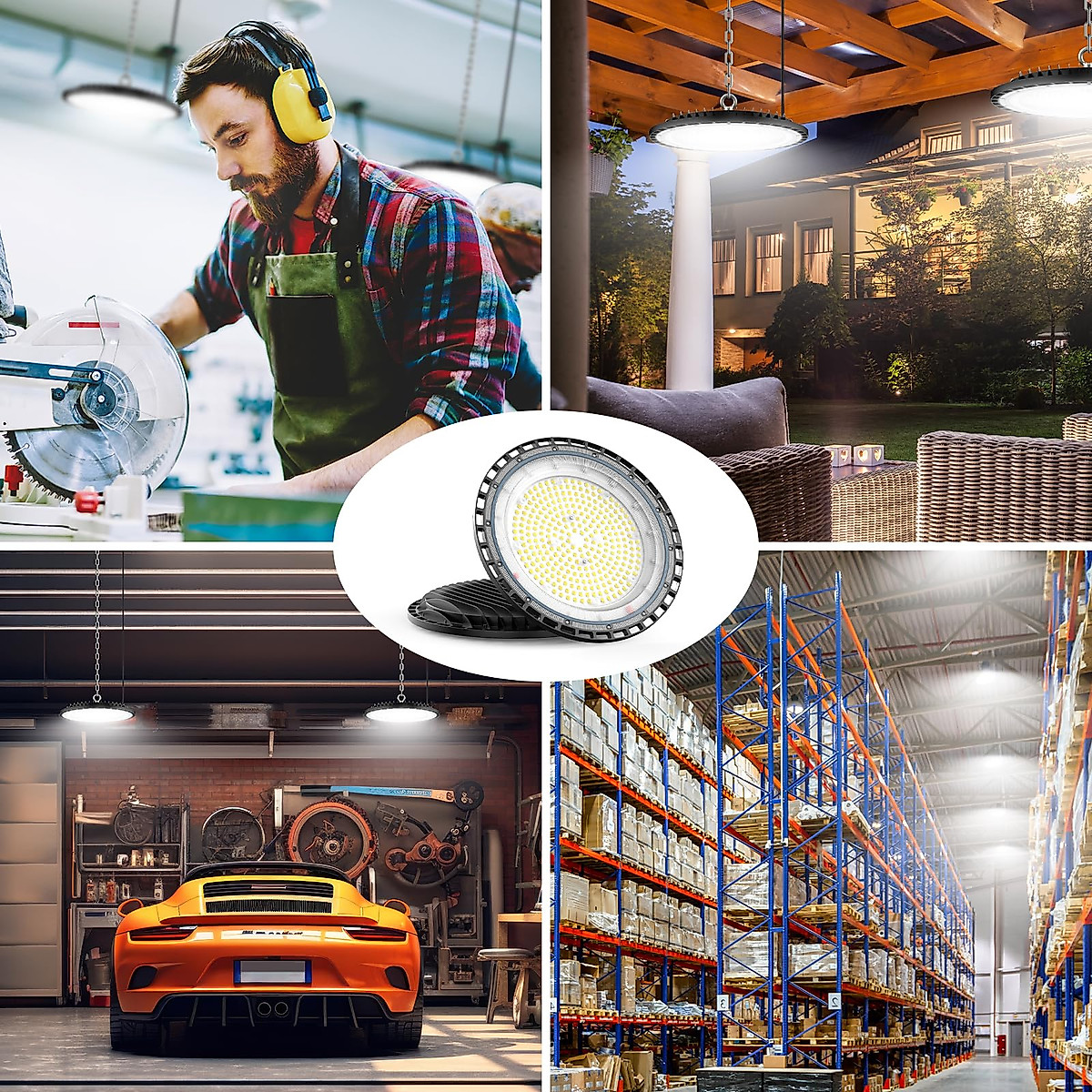 200W UFO LED High Bay Light, High Bay LED Lights 30,000LM(800W MH/HPS Eqv.) 110V~277V UL Certified Plug with Safety and high Brightness, Suitable for Commercial