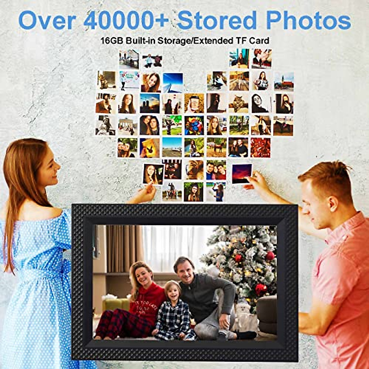 Frameo Digital Photo Frame WiFi 10.1 inch Display IPS 1280 * 800 Touch Screen Digital Picture Frame 16GB Instantly Share Photos and Video via Frameo App for Friend Gift Black