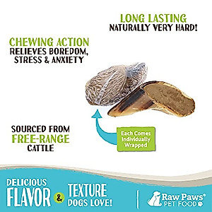 Raw Paws Pet Peanut Butter Filled Cow Hooves for Dogs, 5 Pack - Natural Beef, Free Range Cow Hooves with Peanut Butter for Dogs - Dogs Peanut Butter Treats - Stuffed Cow Hoof Dog Chews Peanut Butter