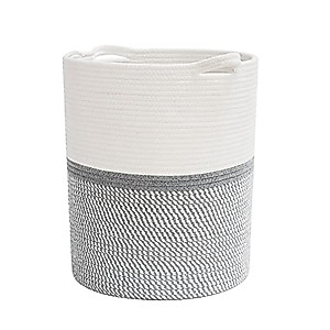 INDRESSME Large Cotton Rope Basket 14.2'' x 13.4'' x 16.2'' Baby Laundry Toy Basket Storage Kids Tall Woven Basket Blanket Nursery Hamper Bin