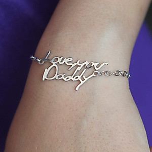 Joelle Jewelry Design Handwriting Bracelet Personalized Memorial Signature Bracelet Custom signature bracelet - 925 Sterling Silver