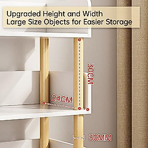 4-Tier Wooden Bookcase,White Bookshelf,Modern Open Bookshelf,Wood Storage Shelves Display Stand with Top Edge and Solid Wood Frame for Living Room,Bedroom,Home Office