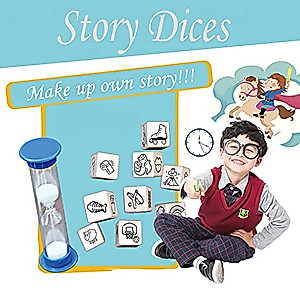 SQBELL Happy Story 9 Cubes Bundle Sets Roll Cubes - A Happy Trip and Challenge of Words and Stories, 4 Models dice 54 Images Unlimited Stories Combination Story Dice Game Set Imaginative Play for Kids