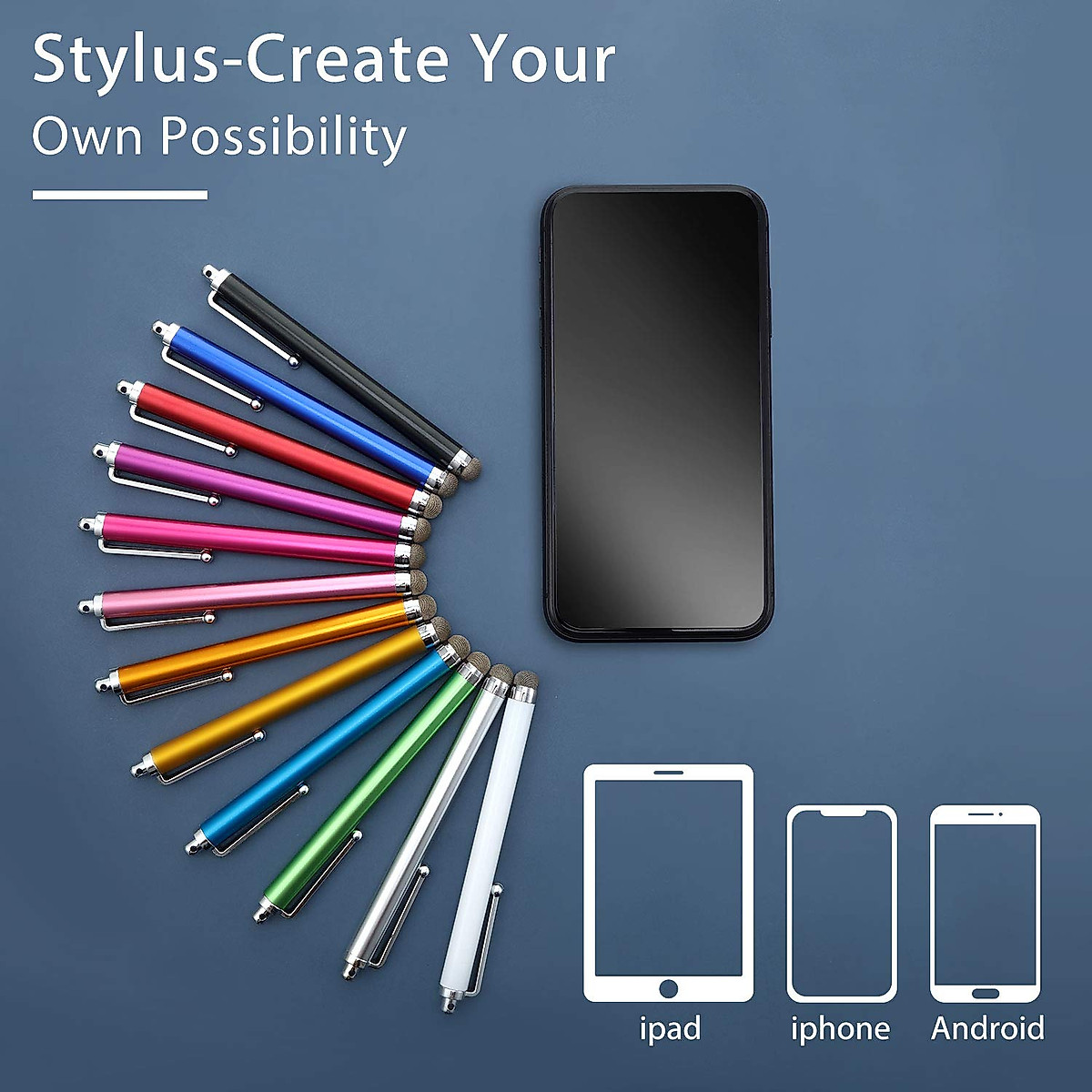 Outus 36 Pieces Stylus Pens Fiber Tip Series Capacitive Stylus Pens for Universal Touch Screen Devices Compatible with iPhone, iPad, Tablet (12 Colors)
