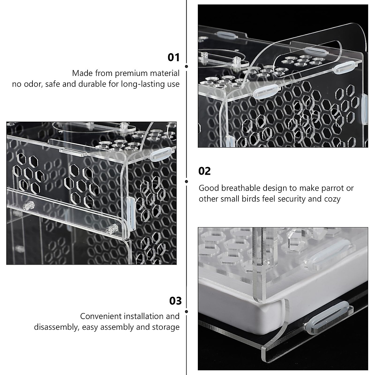 iplusmile Portable Bird Cage, Clear Acrylic Birdcage Hanging Bird Cage House Bird Bath Cage for Parrots, Parakeets, Macaw Lovebirds Bird Accessories