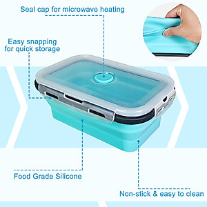 Plastic Food Storage Containers With Lids -4PC Silicone Collapsible BPA Free Lunch Box Airtight Vacuum Seal - Freezer Microwavable Food Containers For Fruit Leftover Food - Rv Organization And Storage