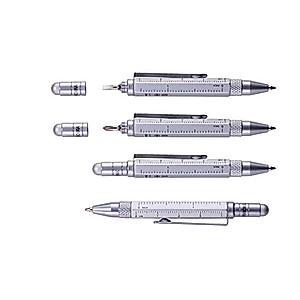 Troika CONSTRUCTION LILIPUT – PIP25/TI – Multitasking ballpoint pen (small) – Tool Pen– centimetre and inch ruler – slotted and Phillips screwdriver – stylus (titanium colour) original