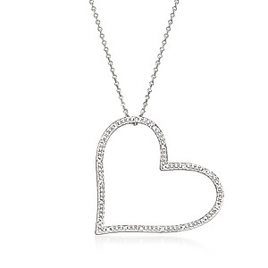 Ross-Simons 0.10 ct. t.w. Diamond Heart Pendant Necklace in Sterling Silver. 18 inches