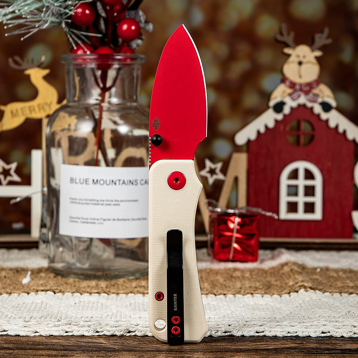 CIVIVI Baby Banter Pocket Knife for EDC, Ben Petersen Folding Knife with 2.34 in Nitro V Steel Blade G10 Handle, Titanium Thumb Stud Opener C19068S-7(Red)