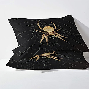 Spider Sheets Full Size, Spider Web Animal Bed Sheets, Patterned Bedding Sheets & Pillowcases 4 Piece Set - Soft Microfiber Deep Pocket Fitted Sheet & Flat Sheet & 2 Pillow Cases M2-&-356