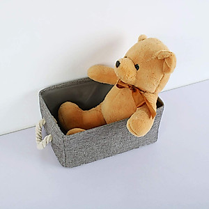 uxcell Fabric Storage Basket with Dual Handles, Collapsible Storage Bins for Toys Laundry Clothes Storage, Home Organizer for Bedroom Office Closet Gray Small