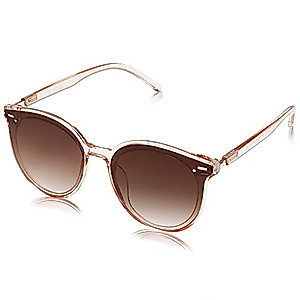 SOJOS Classic Round Sunglasses for Women Men Retro Vintage Shades Large Plastic Frame Sunnies SJ2067 with Crystal Brown Frame/Brown Lens