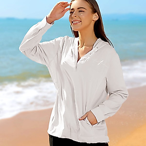 Mabove Women's UPF 50+ Sun Protective Hoodie Fall Long Sleeve Sun Shirts SPF Hiking Fishing Lightweight Shirt,Aqua Green-B-L