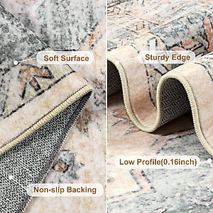 LEEVAN 8x10 Area Rug Washable Living Room Rug Ultra-Thin 8x10 Rug for Bedroom Non Slip Classroom Rug Kids Rug Tan Stain Resistant Area Rug for Nursery/Playroom